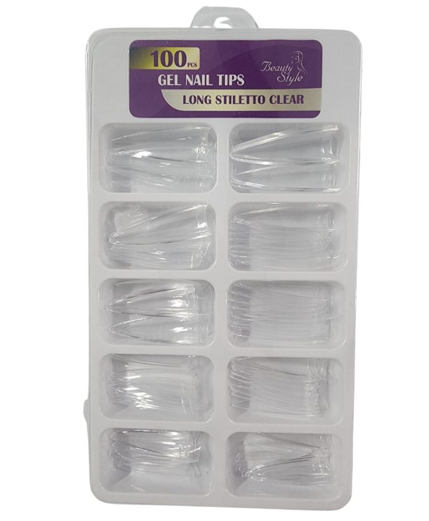TIPS STILETTO CLEAR 100 PIEZAS - La Casa del Tinte